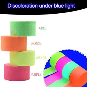 800Ft Glow in The Dark Party Decorations Neon Crepe Paper Streamers Blacklight Party Streamer Decorations Backdrop Decorations for Holiday Birthday Fiesta Part