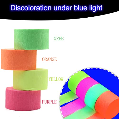 800Ft Glow in The Dark Party Decorations Neon Crepe Paper Streamers Blacklight Party Streamer Decorations Backdrop Decorations for Holiday Birthday Fiesta Part