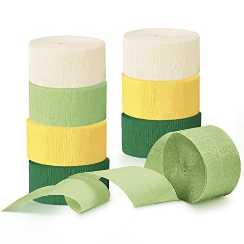 AOBKIAT Party Decorations, 8 Rolls Yellow Green Crepe Paper Streamers for Rustic Wedding, Birthday, Baby Shower, Lemon Themed Party