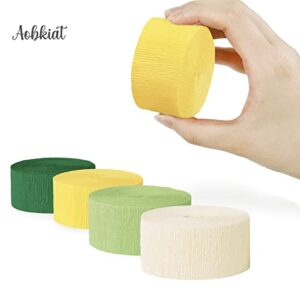 AOBKIAT Party Decorations, 8 Rolls Yellow Green Crepe Paper Streamers for Rustic Wedding, Birthday, Baby Shower, Lemon Themed Party