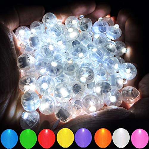 Aogist 100pcs White LED Balloon Light,Tiny Led Light Mini Round Led Ball Lamp for Paper Lantern Balloon,Indoor Outdoor Party Event Fun Halloween Christmas Party Wedding Decoration Supplies