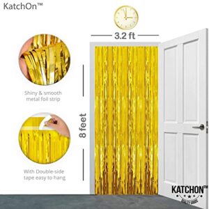 KatchOn, XtraLarge Gold Fringe Curtain Backdrop - 6.4x8 Feet, Pack of 2 | Gold Foil Curtain, Gold Streamers Party Decorations | Gold Foil Fringe Curtain | Gold Tinsel Backdrop, Graduation Decorations