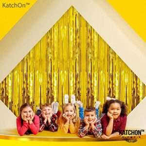 KatchOn, XtraLarge Gold Fringe Curtain Backdrop - 6.4x8 Feet, Pack of 2 | Gold Foil Curtain, Gold Streamers Party Decorations | Gold Foil Fringe Curtain | Gold Tinsel Backdrop, Graduation Decorations