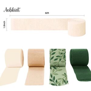 AOBKIAT 8 Rolls Crepe Paper Streamers,Olive Leaf Boho Green Party Streamer for Decoration Backdrop,DIY Supplies,Bedroom,Classroom,Wall,Window,Ceilling,Baby Shower,Wedding Shower Decor(82 Ft/Roll)