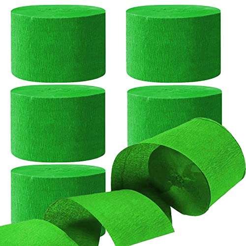 Green Crepe Paper Streamers Party Streamer 1.8 Inch Widening 6 Rolls,Irish Lucky Day Green ThemeParty Streamer 82 feet per roll for Various Birthday Wedding Festival Celebration Party Decorations