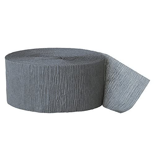 Unique Industries Crepe Paper Streamer, 81ft, Grey