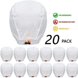 20 Pack Chinese Lanterns ⁡⁡⁢⁡⁢⁡⁡⁢to Release⁡ in Memorial⁡⁢ Events Decor⁢ Lanterns, Party ⁢⁢⁡Lanterns⁢ for ⁡⁢⁡Memorial, Holiday, Wedding ⁡Decorations & New Year