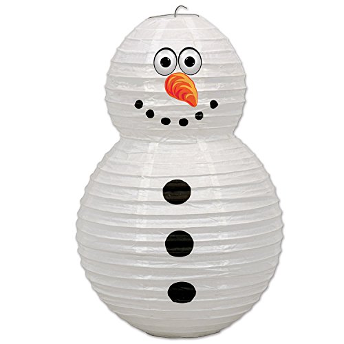 Beistle Snowman Paper Lantern, 19" x 11.75", White/Black/Orange