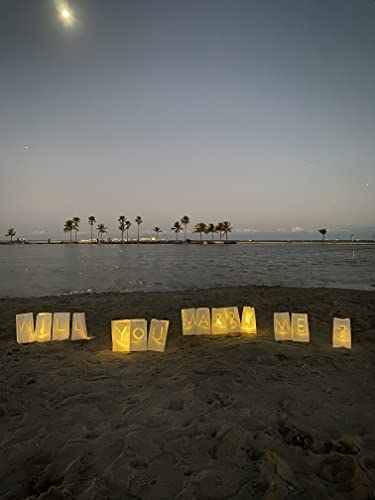 Luminary paper bags wedding proposal decorations “will you marry me?” light up letters sign with led lights included for engagement party, proposals