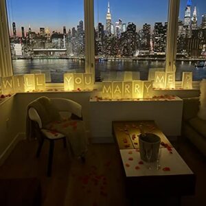 Luminary paper bags wedding proposal decorations “will you marry me?” light up letters sign with led lights included for engagement party, proposals