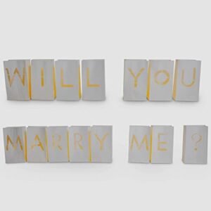 Luminary paper bags wedding proposal decorations “will you marry me?” light up letters sign with led lights included for engagement party, proposals