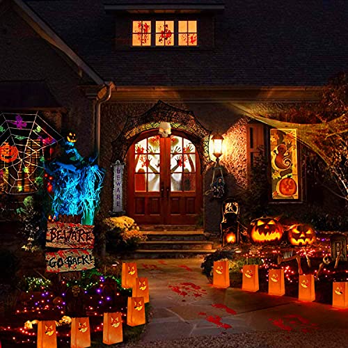 Stmarry 50 Pieces Halloween Luminary Bags, Flame Resistant Candle Bags, Jack-o'-Lantern Tea Light Candle Holders for Halloween Party Decorations