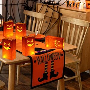 Stmarry 50 Pieces Halloween Luminary Bags, Flame Resistant Candle Bags, Jack-o'-Lantern Tea Light Candle Holders for Halloween Party Decorations