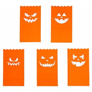 Stmarry 50 Pieces Halloween Luminary Bags, Flame Resistant Candle Bags, Jack-o'-Lantern Tea Light Candle Holders for Halloween Party Decorations