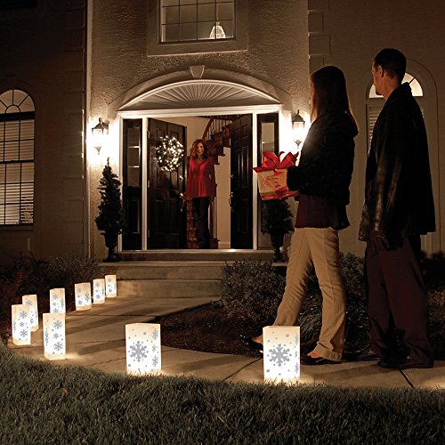 Lumabase Plastic Luminaria Lanterns, Snowflake - Set of 10