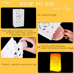 Tinlade 48 Pcs Luminary Paper Bags with 48 Pcs Flameless Tea Light, LED Tea Light Flameless Candle with Luminaries Candle Bag for Valentine's Day Wedding Outdoor Birthday Festivals Party