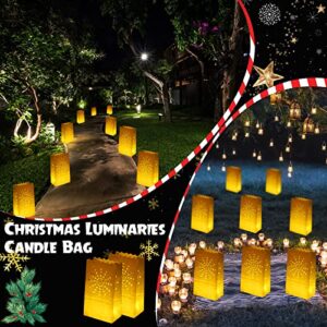 100 Pieces White Luminary Bags Christmas Luminaries Flame Resistant Candle Bags Reusable Paper Lantern Bags for Christmas Wedding Thanksgiving New Year Valentine's Day Diwali Party Decor (Sun)