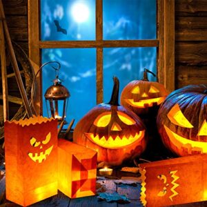 20 Pieces Halloween Pumpkin Bags Candle Luminary Bags Paper Lantern Bags for Halloween Wedding Party Decoration