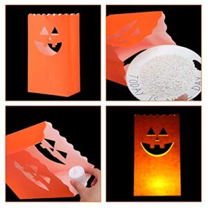 20 Pieces Halloween Pumpkin Bags Candle Luminary Bags Paper Lantern Bags for Halloween Wedding Party Decoration