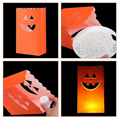 20 Pieces Halloween Pumpkin Bags Candle Luminary Bags Paper Lantern Bags for Halloween Wedding Party Decoration