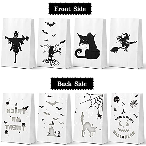 Halloween Lantern Luminary Paper Bags 4 Different Style 16 Pieces Paper Candle Bags with LED Tea Lights,Halloween Party Decor