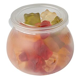 4 oz Clear Plastic Bulbous Candy Jar with Lid - with Lid - 2 1/2" x 2 1/2" x 2 1/2" - 100 count box - Restaurantware