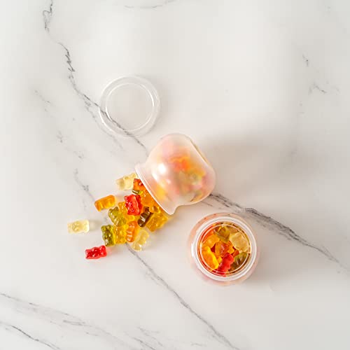 4 oz Clear Plastic Bulbous Candy Jar with Lid - with Lid - 2 1/2" x 2 1/2" x 2 1/2" - 100 count box - Restaurantware