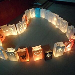 Fascola 20 Pack HAPPY BIRTHDAY Paper Luminary Bag Tea Light Votive Candle Holder Bag 1st Birthday Beach Party Decoration Centerpieces