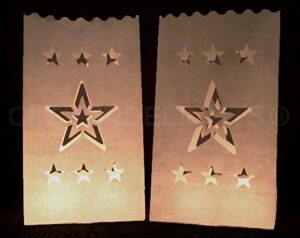 cleverdelights white luminary bags – 50 count – star design – wedding party christmas holiday luminaria