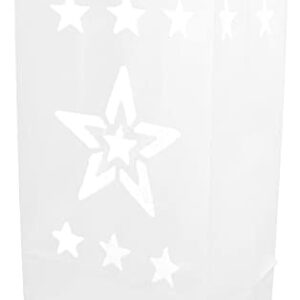 CleverDelights White Luminary Bags - 50 Count - Star Design - Wedding Party Christmas Holiday Luminaria