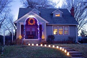 set of 12 white luminaries, warm white led tea lights with timers & stakes