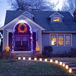 Set of 12 White Luminaries, Warm White LED Tea Lights with Timers & Stakes