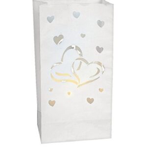 Luminary Bags Paper Two Hearts (12 Pack) Weddings/Bridal Showers/Party Supplies