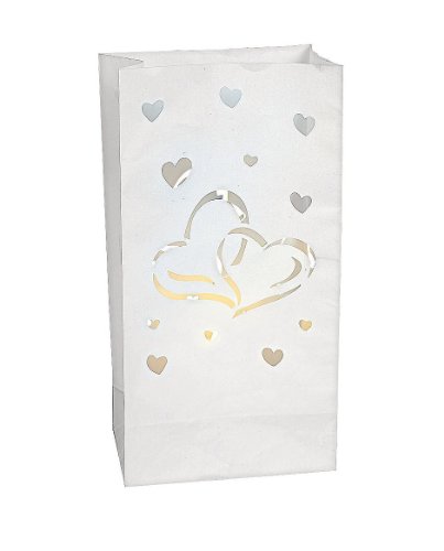 Luminary Bags Paper Two Hearts (12 Pack) Weddings/Bridal Showers/Party Supplies