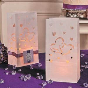 Luminary Bags Paper Two Hearts (12 Pack) Weddings/Bridal Showers/Party Supplies