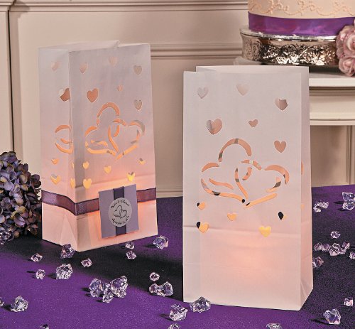 Luminary Bags Paper Two Hearts (12 Pack) Weddings/Bridal Showers/Party Supplies