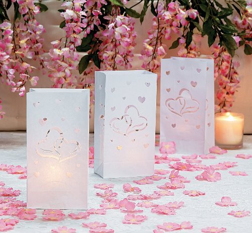 Luminary Bags Paper Two Hearts (12 Pack) Weddings/Bridal Showers/Party Supplies