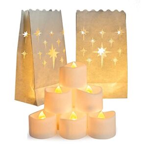 homemory value set – 50 luminary bags & 48 battery tea lights, ideal for christmas decor