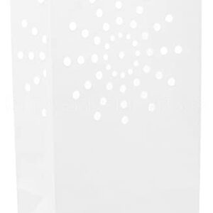 CleverDelights White Luminary Bags - 10 Count - Sunburst Design - Wedding Party Christmas Holiday Luminaria