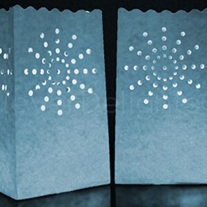 CleverDelights Blue Luminary Bags - 20 Count - Sunburst Design - Wedding Party Christmas Holiday Luminaria