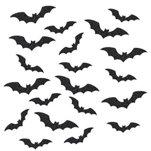 aiex 20pcs halloween bat stickers, with glue points glitter felt cloth bat decor halloween bat decorations for room home indoor wall halloween party (2 sizes)