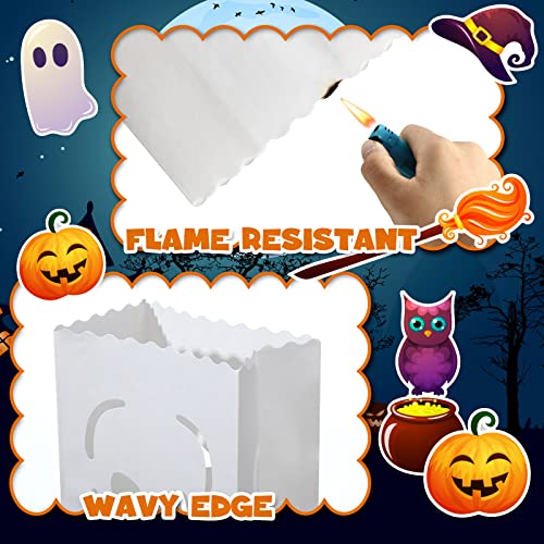 50 Pcs Halloween Luminary Silhouette Bags Paper Bags Flame Resistant Jack O Lantern Bag Candle Bags with 5 Designs for Tea Lights and Candles Outdoor Party Home Decoration, 10.24 x 5.91 x 3.54 Inches