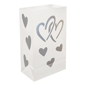 lumabase 50512 bags plastic luminarias, silver hearts