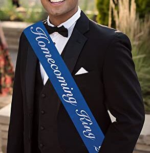 Anderson's Blue/Silver Homecoming King/Queen Coronation Set, Sashes With Foil Imprints, Crown, Tiara, Pins