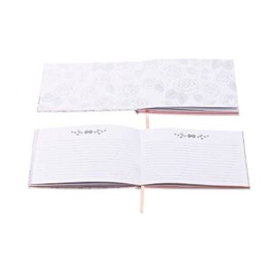 Wedding Guest Book & Pen, White Elegant Hardcover Guest Sign in Book, Luxury Memory Book Sturdy Photo Scrapbook Guest Book, Rose Gold Gilded Edge Hardbound Wedding Guest Book, 100 Pages