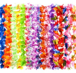 prextex 40 hawaiian leis for luau party decorations – bulk set of silk flower necklace leis – tropical theme party favors – vibrant colors great adults