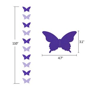 CIEOVO Butterfly Hanging Garland 3D Paper Bunting Banner Party Decorations Wedding Baby Shower Home Decor Purple 4 Pack, 110 inch Long Each