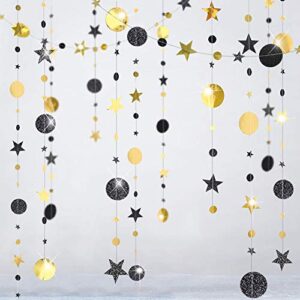 black gold party decorations moon star garland hanging stars circle streamer banner backdrop decor for ramadan wedding birthday bachelorette bridal shower new year eid graduation party supplies