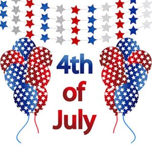 Frienda Red White Blue Star Streamers Patriotic 4th of July Decorations Sparkling Star Garland Hanging Decorations, 3 Pack