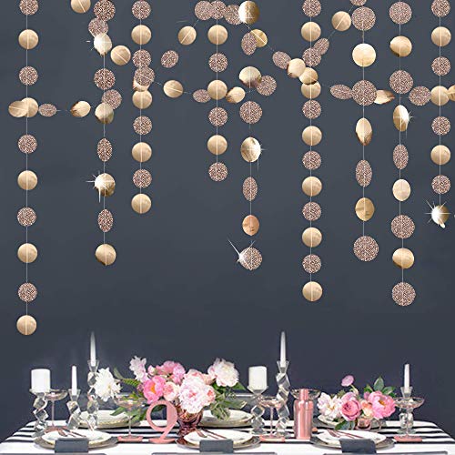 5 Pack Circle Dots Garland Champagne Gold Party Decorations Paper Garland Party Streamers Bunting Backdrop Hanging Decor Banner,Party Decor Banner Totally 65 Ft